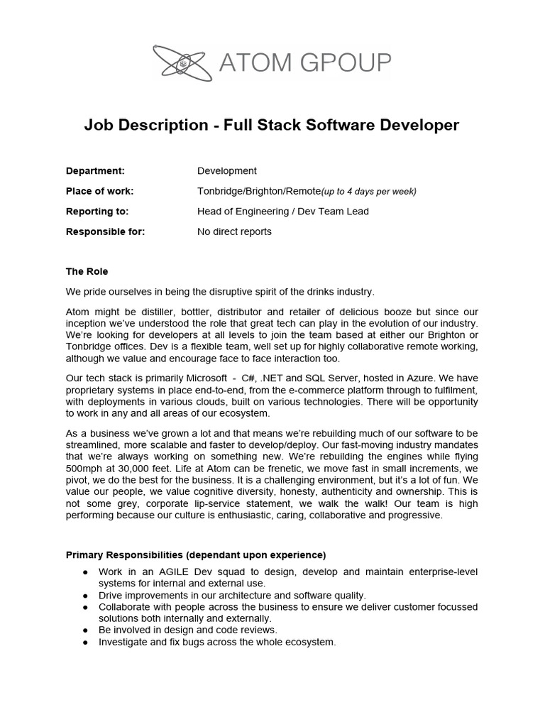 Full Stack Developer Wanted | PDF | Microsoft Azure | Computing