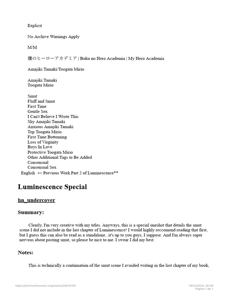 My Hero Academia: Tamaki & Mirio's First Time | PDF