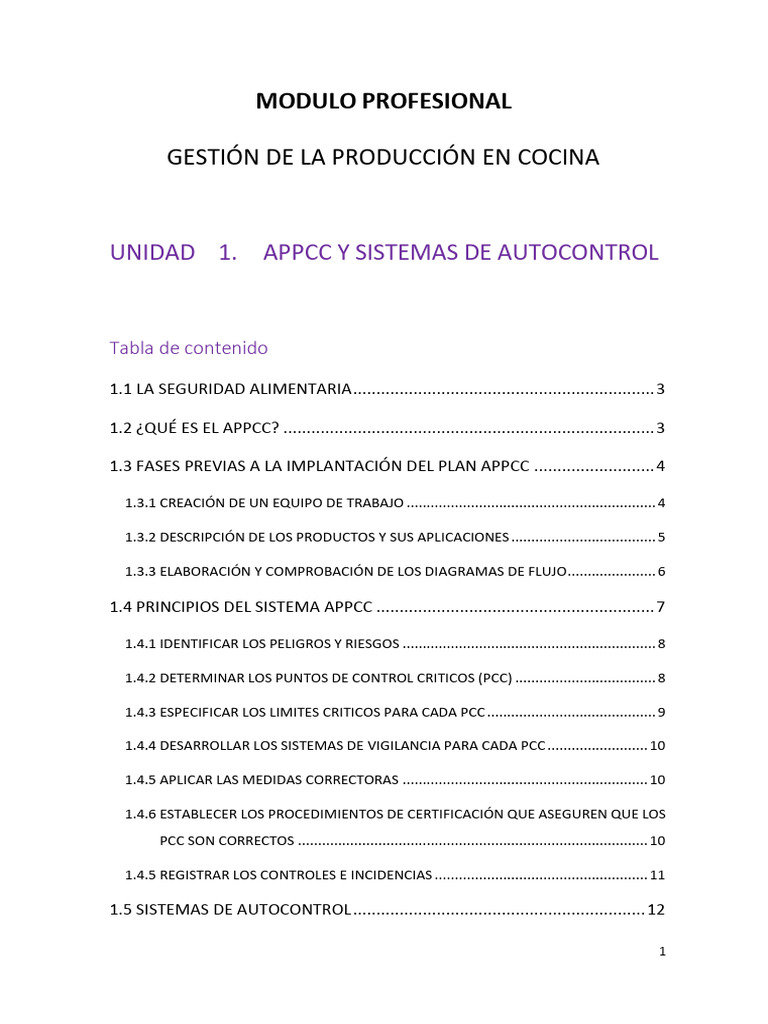 Tema 1. APPCC Y SISTEMAS DE AUTOCONTROL | PDF | Análisis de Riesgo y ...