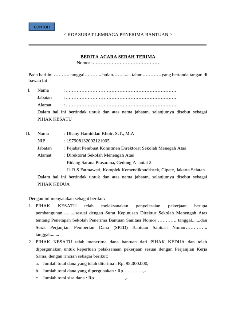 00 Contoh Format BAST Baru | PDF