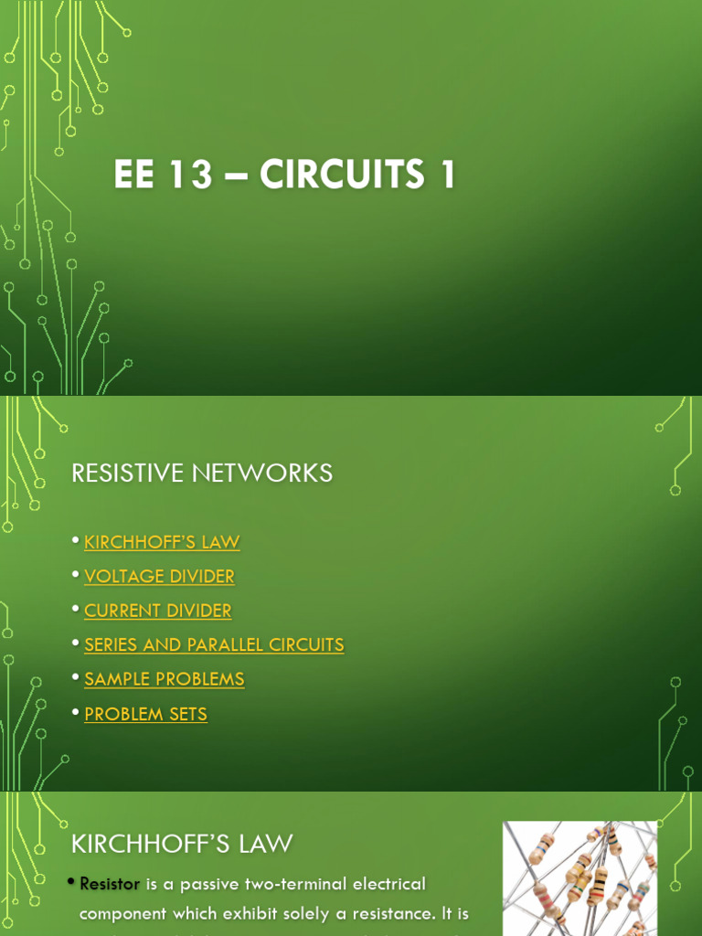 EE 13 – CIRCUITS 1 - Chapter 3 | PDF | Electrical Network | Electrical Resistance And Conductance