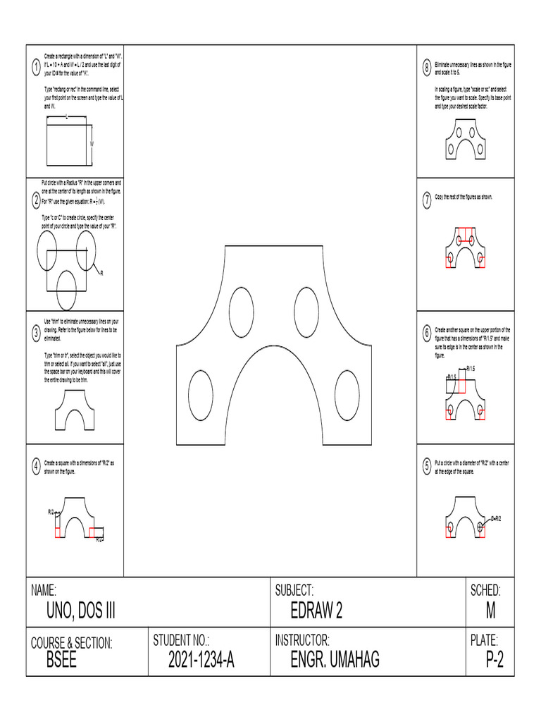 Rectangle and Circle CAD Drawing Guide | PDF | Circle | Euclidean Geometry