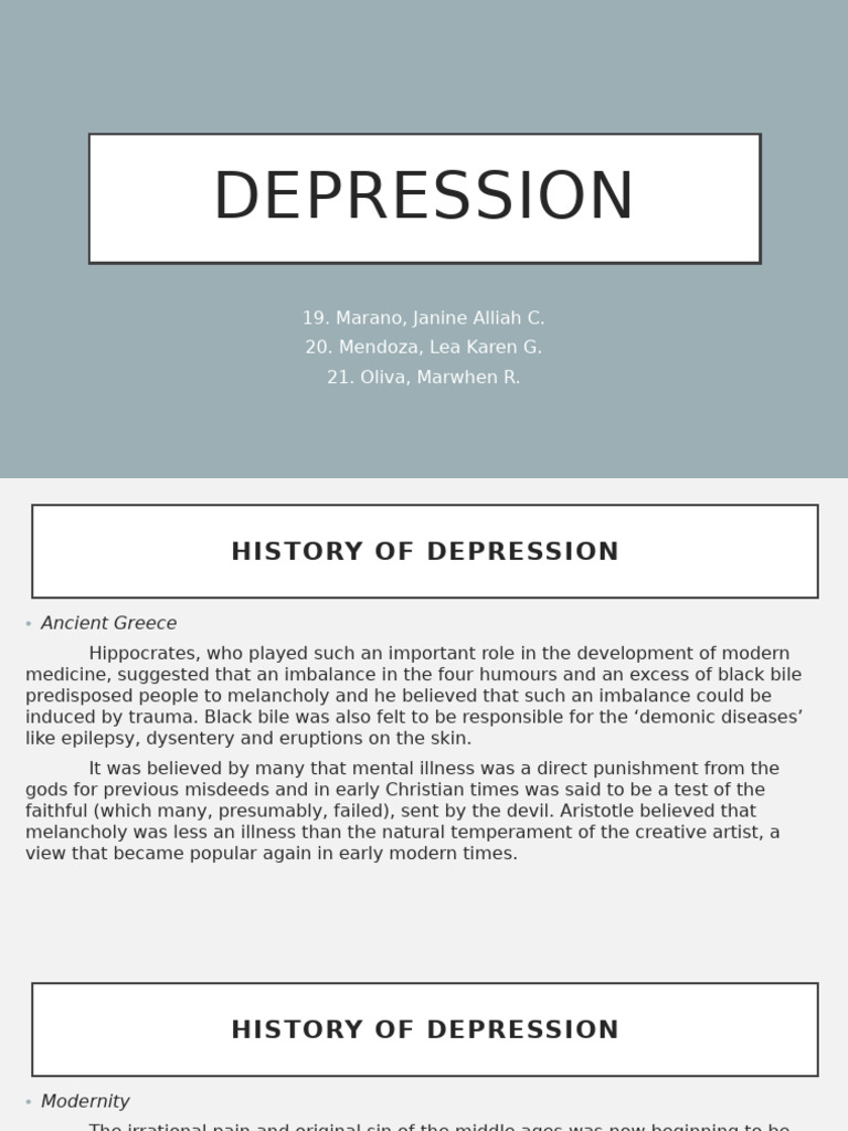 Depression report | PDF | Major Depressive Disorder | Bipolar Disorder