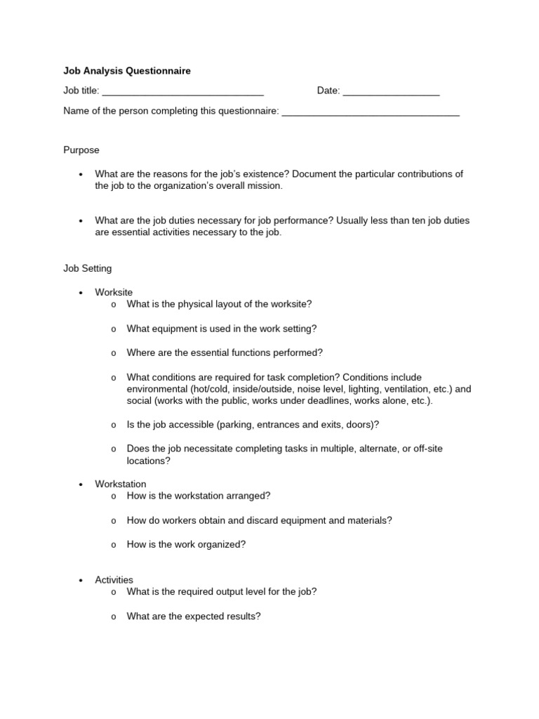 Job-Analysis-Questionnaire | PDF