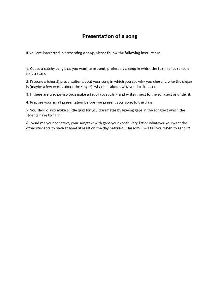 How to Present a Song Effectively | PDF