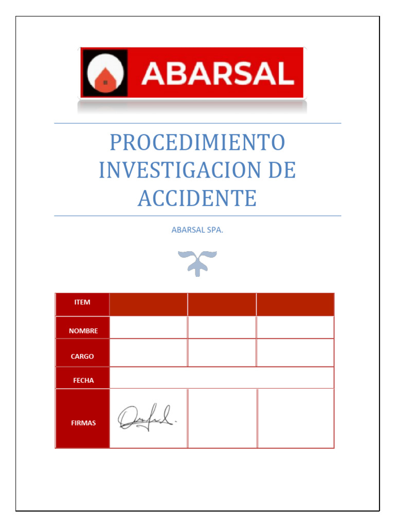 PTS Procedimiento - Investigacion de Accidentes | PDF | Seguridad y ...
