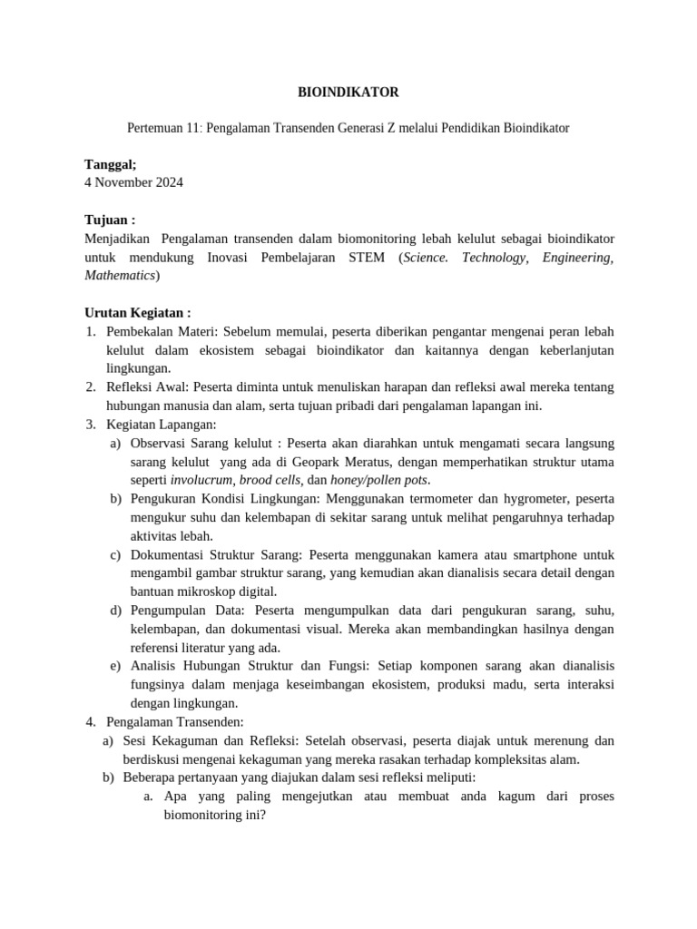 Bioindikator Pertemuan 11-Pengalaman Transenden Generasi Z Melalui ...