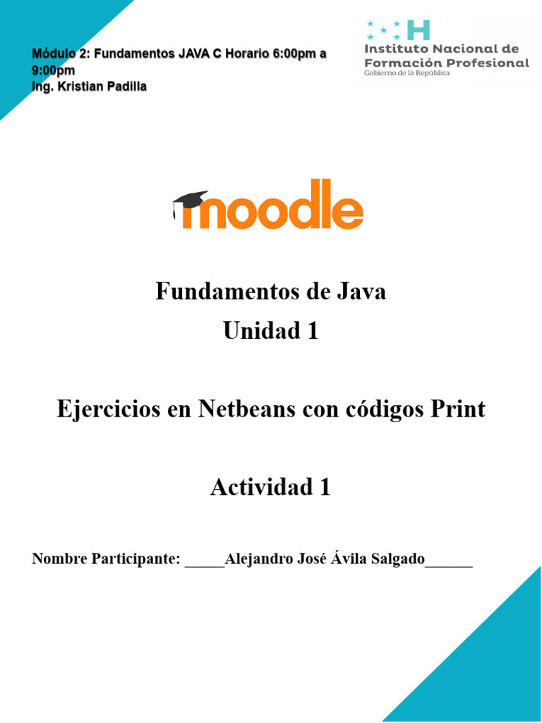 Actividad_#1_ Fundamentos_JAVA_Enunciados_Print_Alejandro_Avila | PDF