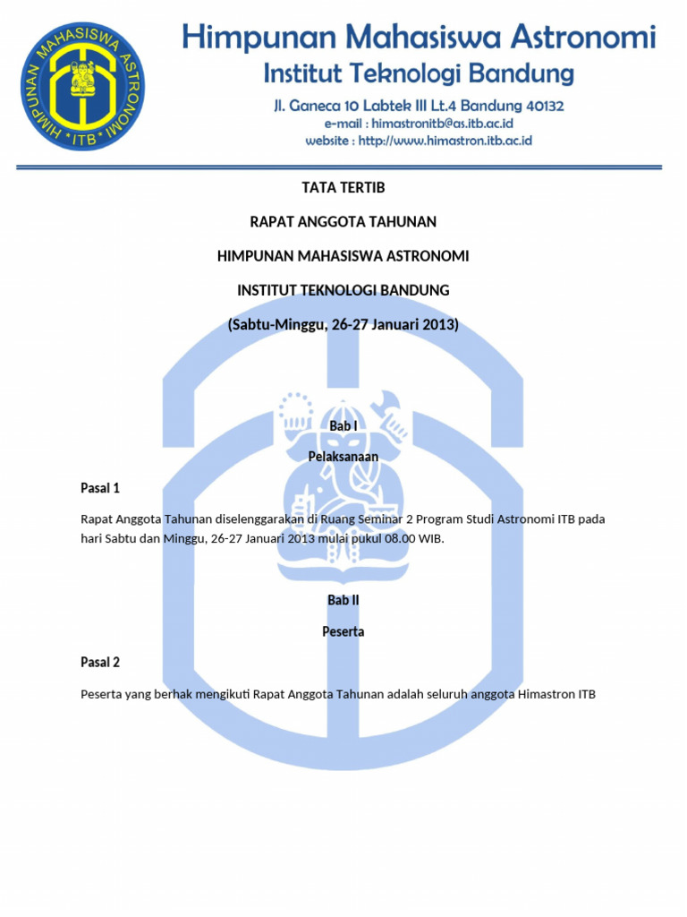 Tata Tertib Rapat Himastron ITB | PDF