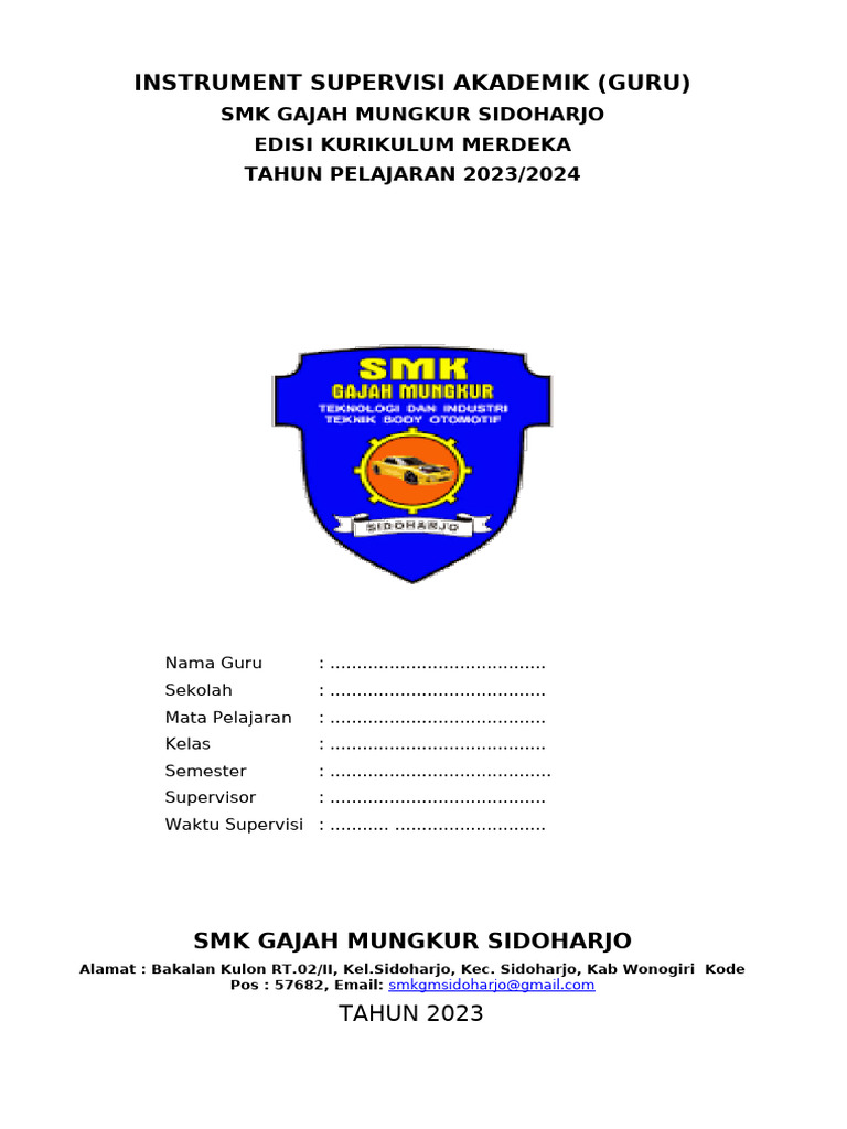 Instrumen Supervisi Akademik Kurmer | PDF