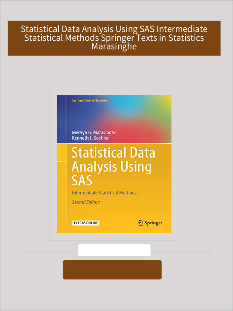 Instant Download Statistical Data Analysis Using SAS Intermediate Statistical Methods Springer ...