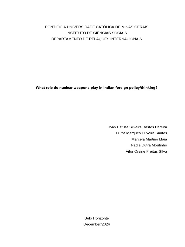 India's FP Final Presentation - Nuclear Weapons - Joao, Luiza, Marcela ...