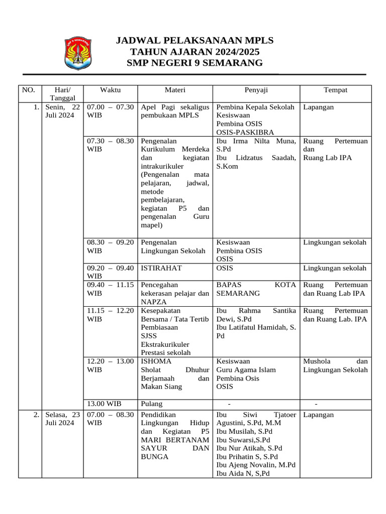Jadwal Mpls 2024 | PDF