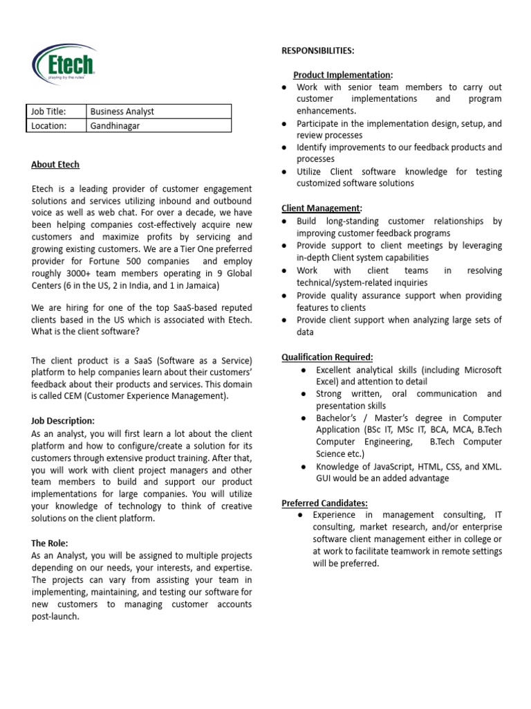 Business Analyst - JD | PDF | Software | Information Technology