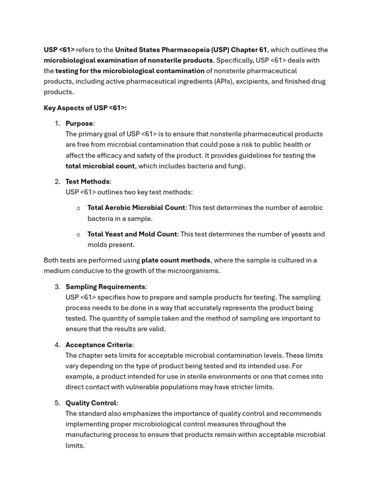 Usp 61 | PDF | Microorganism | Microbiology