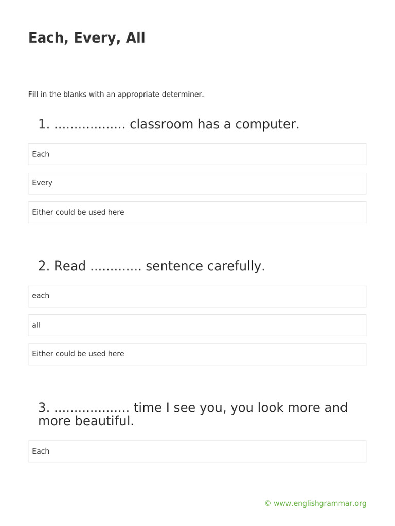Each, Every, All | PDF