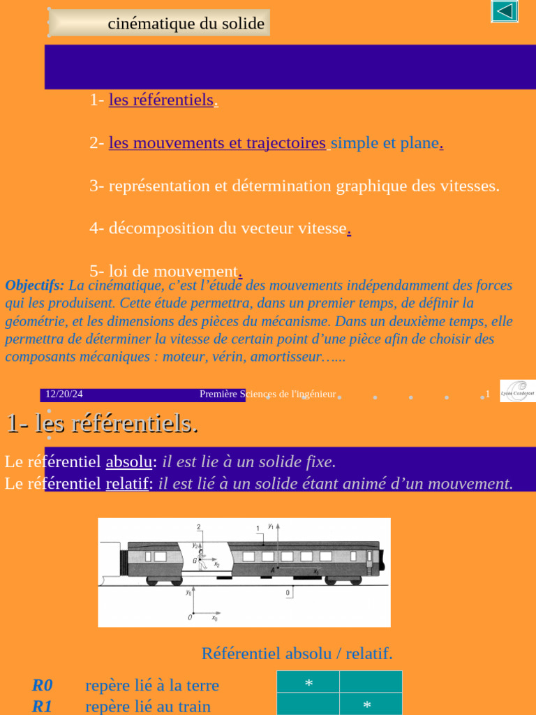 Cinematique Du Solide | PDF | Cinématique | Géométrie euclidienne