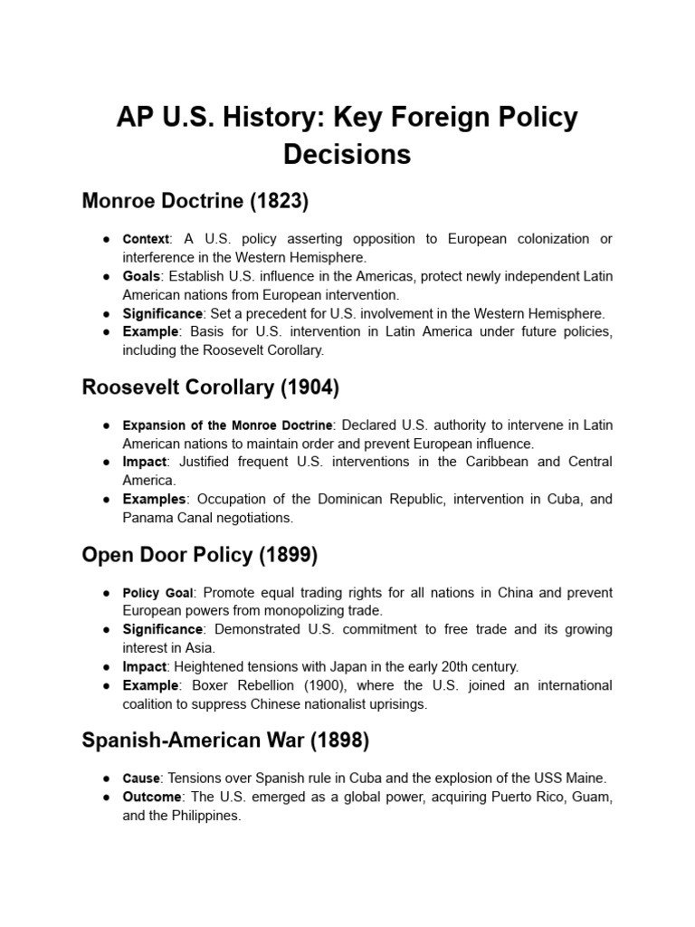 Key Foreign Policy Decisions To Know For AP History | PDF | Cold War ...