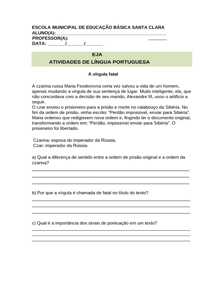 Atividades Eja 4 | PDF
