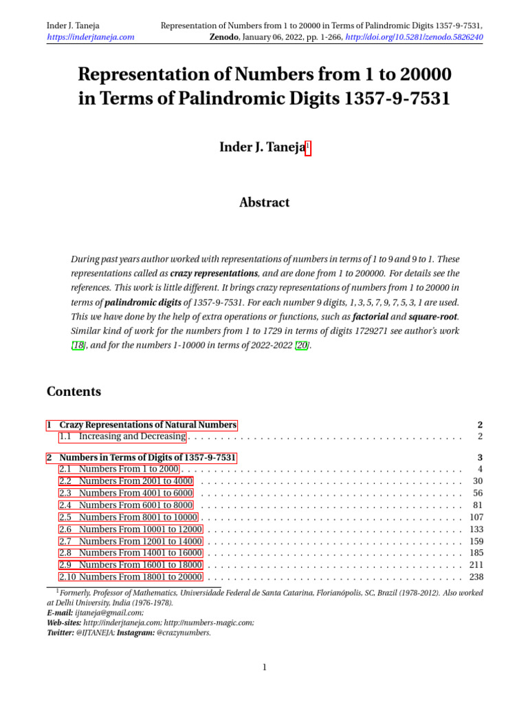 Representation of Numbers From 1 To 20000 in Terms of Palindromic ...