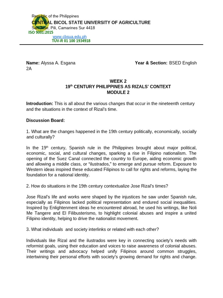 Week 2-3. Rizal-Prof - ABLAO | PDF | Philippines | Nationalism