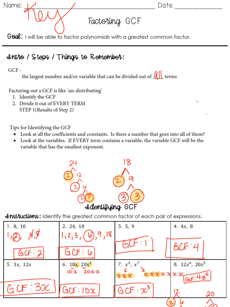 Notes+Gcf+Key+ | PDF | Mathematics | Arithmetic