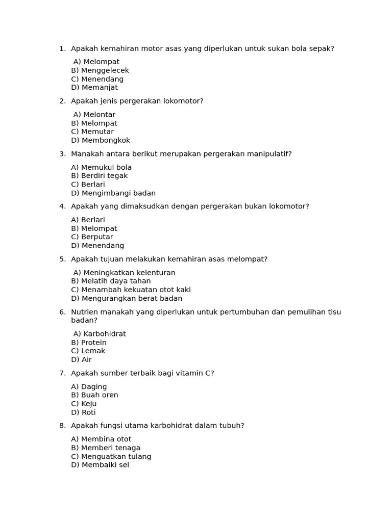 Soalan PJK Uasa 2024 | PDF