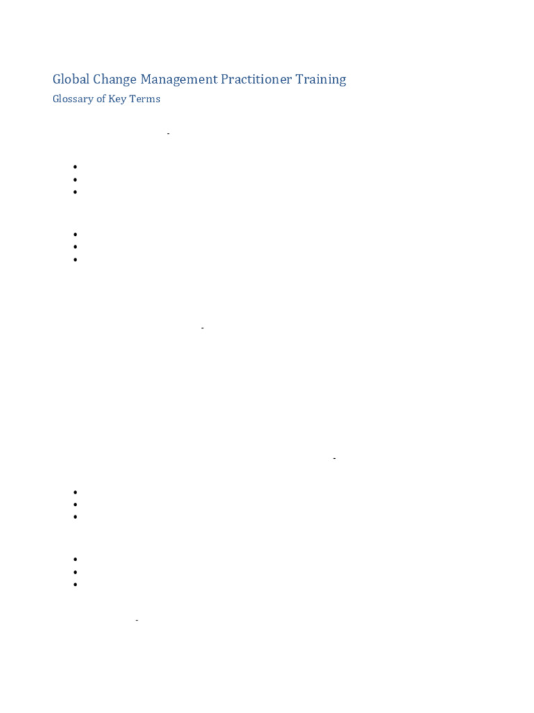 Change Management Glossary | PDF | Evaluation | Needs Assessment
