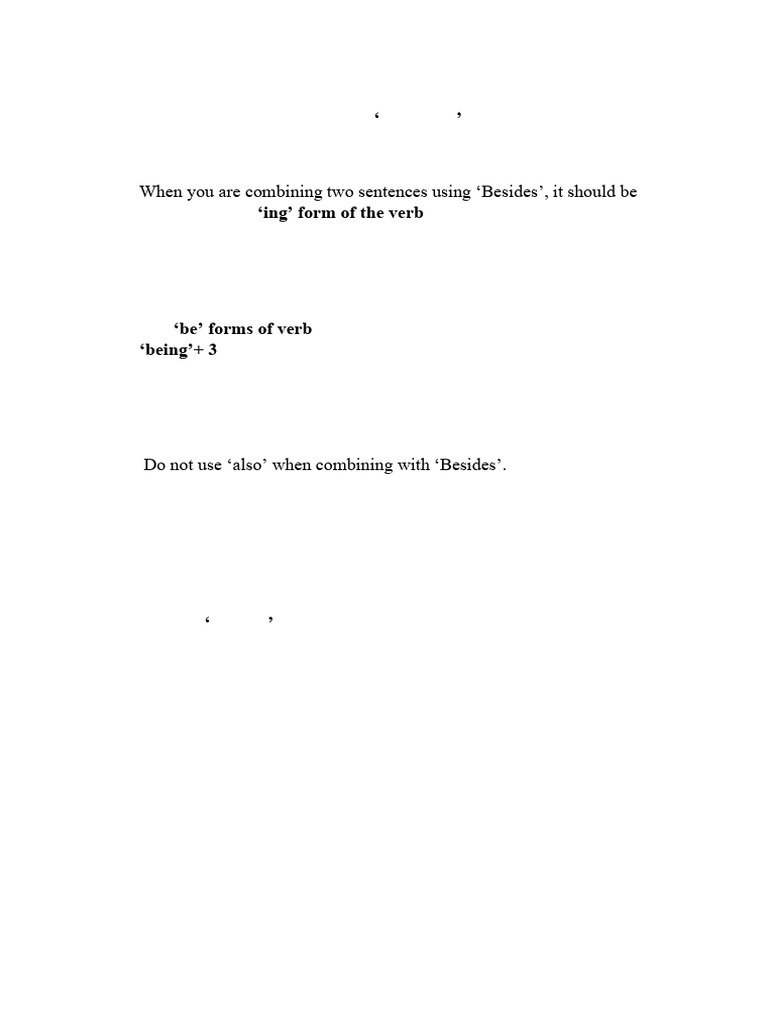 Using 'Besides' in English Sentences | PDF
