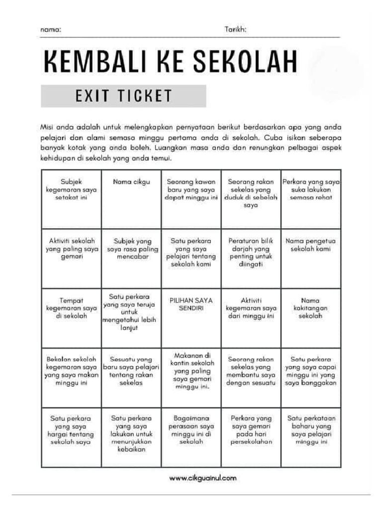 Aktiviti Minggu Pertama BM | PDF