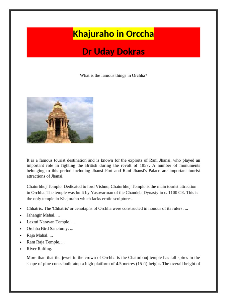 Chaturbhuj Temple Orchha Guide | PDF
