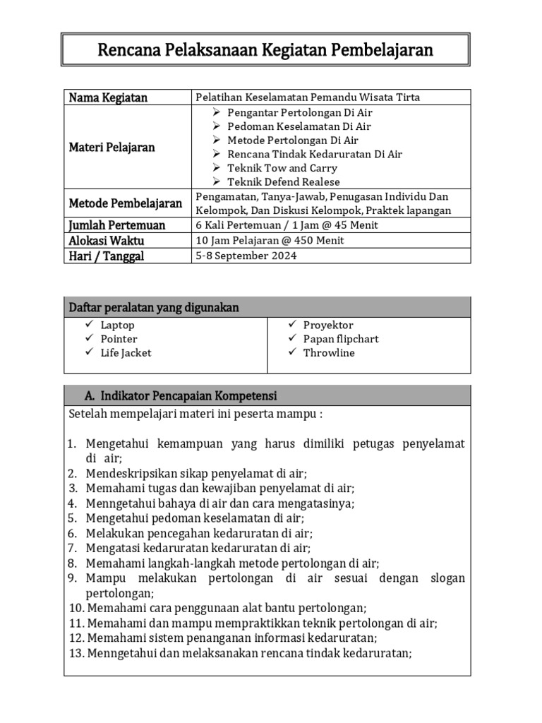 Rencana Kegiatan Pembelajaran | PDF