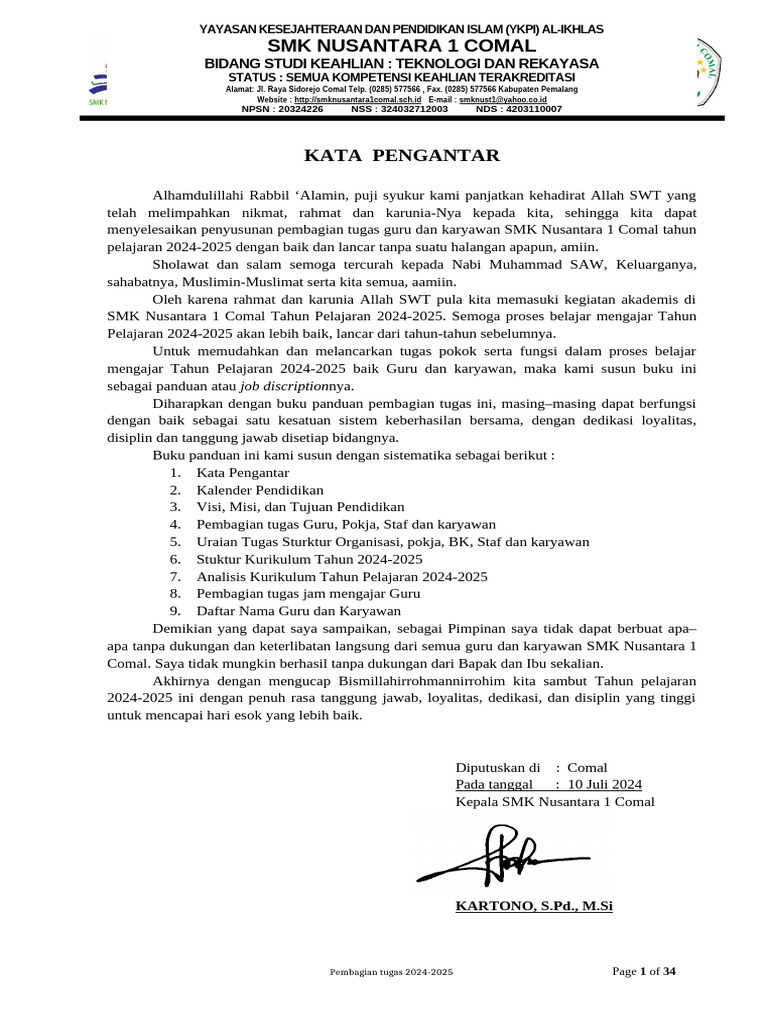 Buku Pembagian TGS TP 2024-2025 | PDF