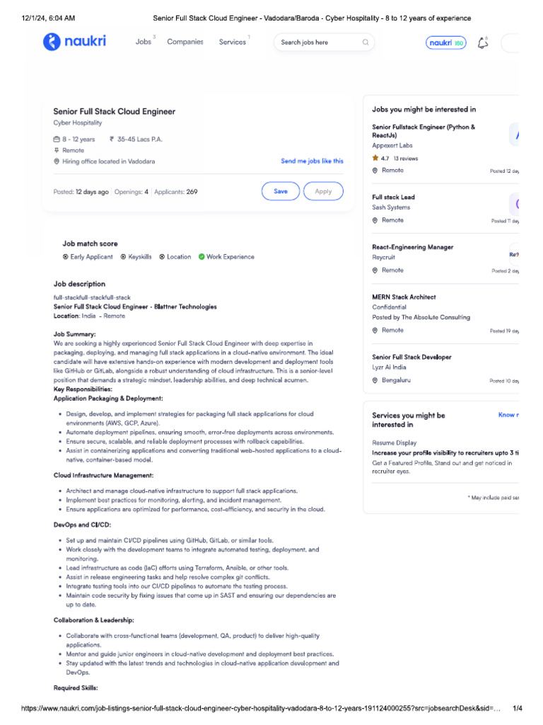 FullStack Cloud Engineer | PDF