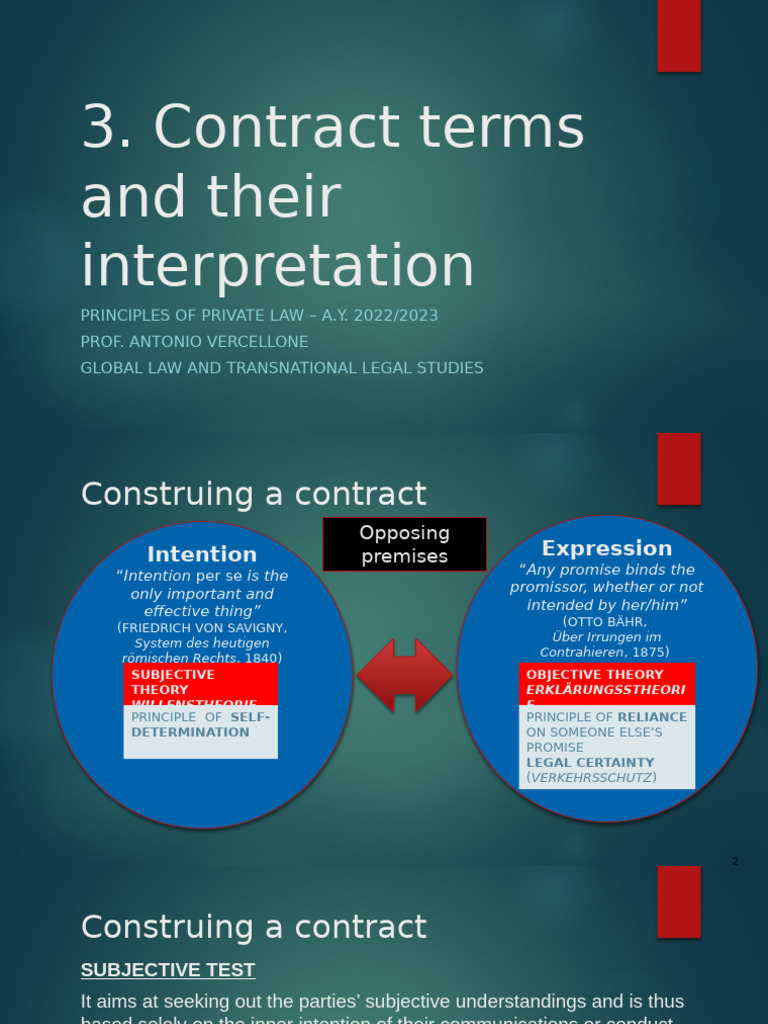 Contract 3 - Contract terms and their interpretation | PDF ...