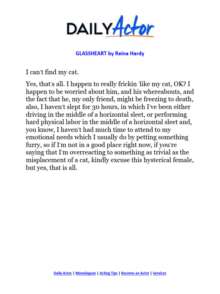Monologue: Finding My Missing Cat | PDF
