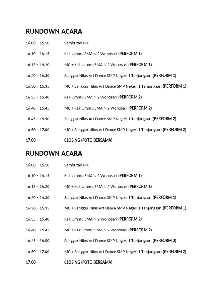 Rundown Acara | PDF
