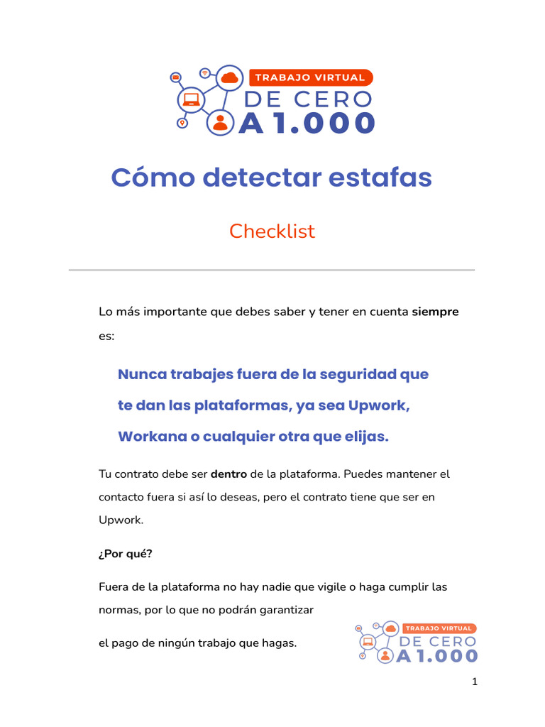 Co Mo Detectar Estafas - Checklist | PDF