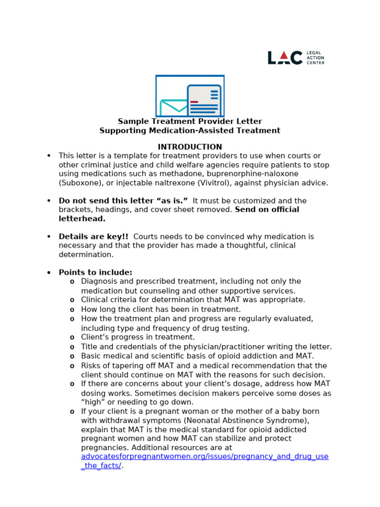 UTOSample Treatment Provider Letter 3 | PDF | Opioid Use Disorder ...