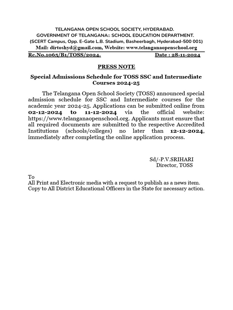 PressNote Special Academic Schedule 2024 25 | PDF