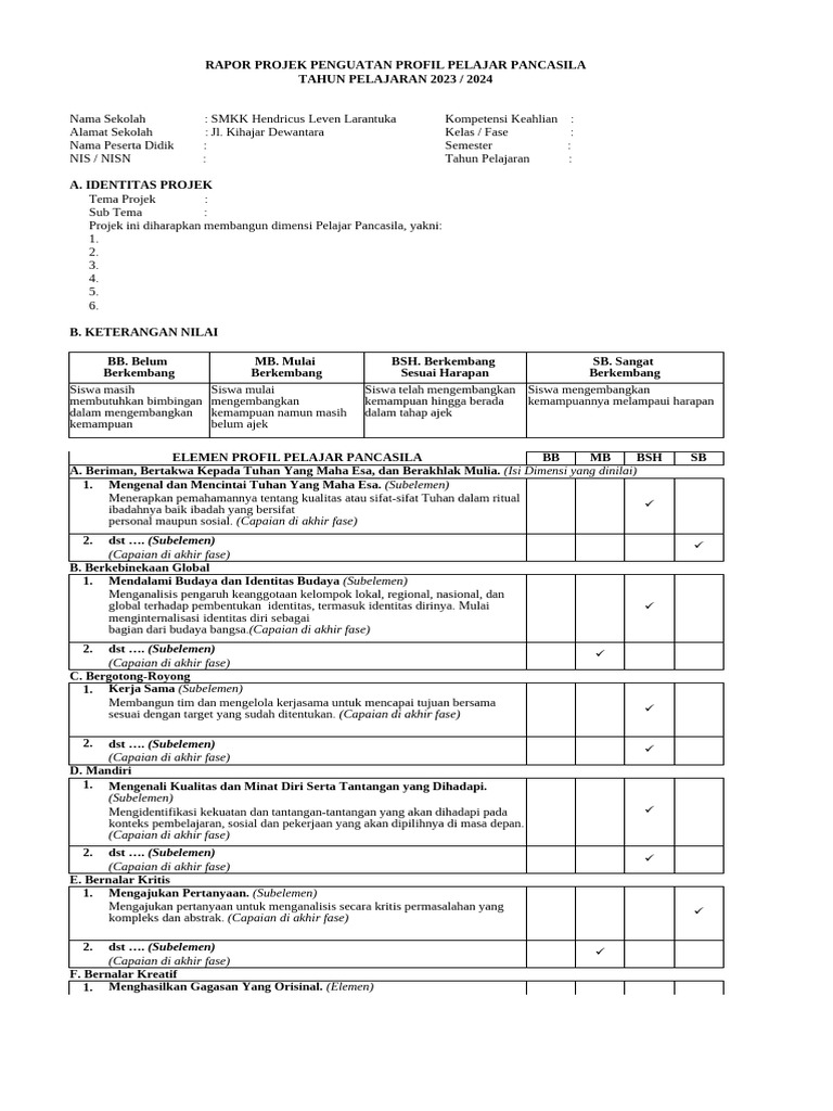 Format Rapor P5 | PDF