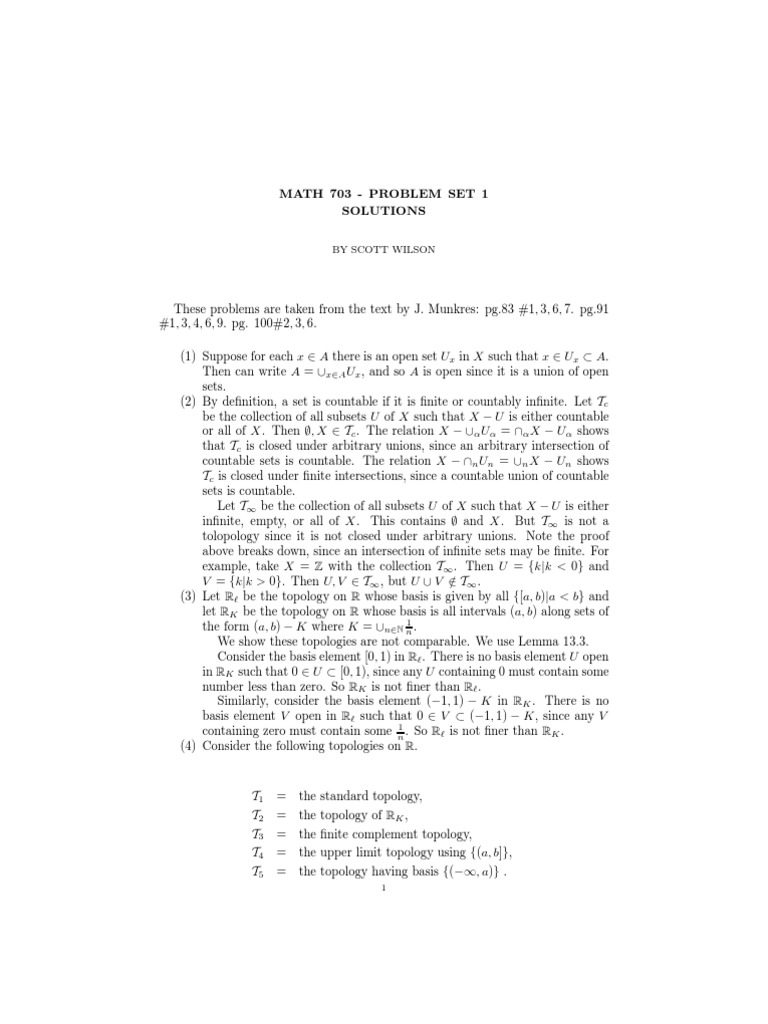 Probset 1 Solutions | PDF | Mathematical Structures | Mathematical Concepts