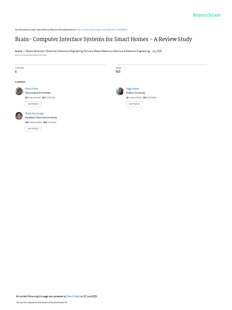 Brain - Computer Interface Systems For Smart Homes - A Review Study ...