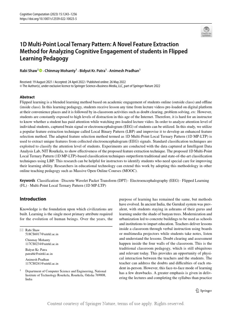 1D Multi‑Point Local Ternary Pattern: A Novel Feature Extraction Method for Analyzing Cognitive ...
