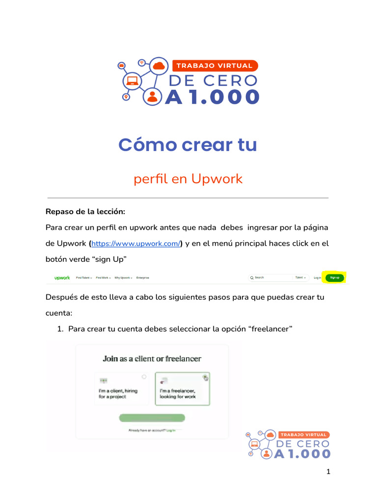 Semana 2 - Perfil de Upwork Paso A Paso | PDF