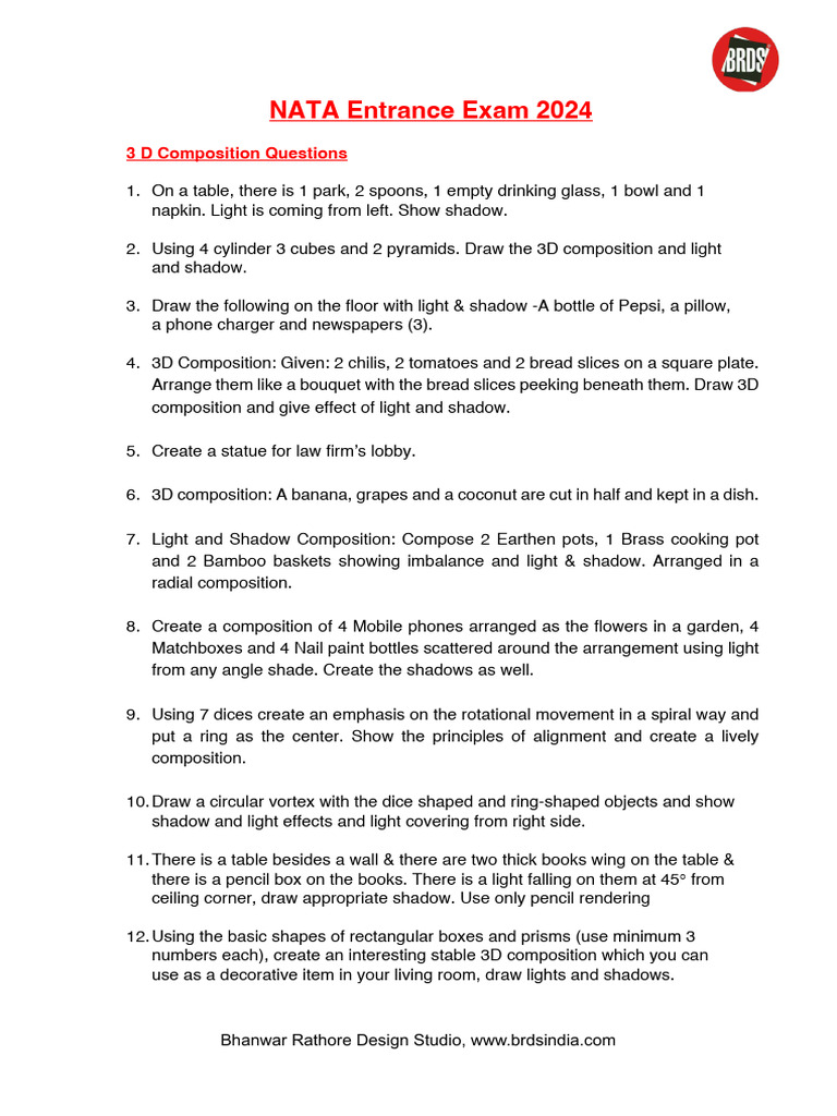 NATA 2024 - Extra Questions | PDF | Shape | Logos