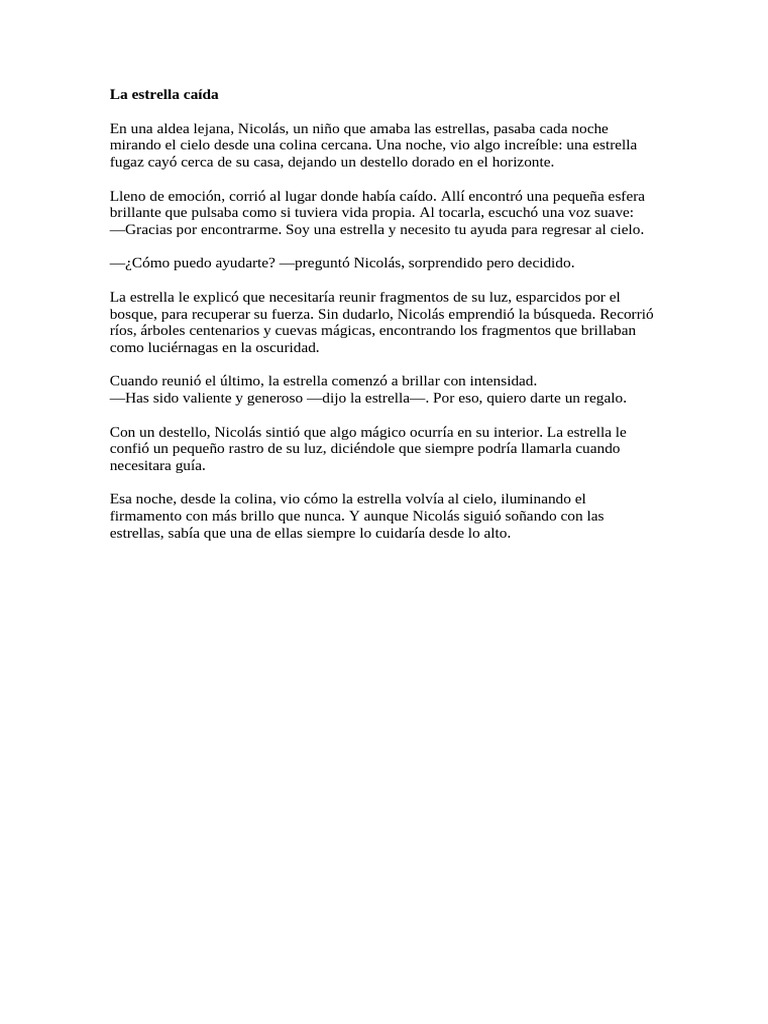 La estrella caída y su regreso al cielo | PDF