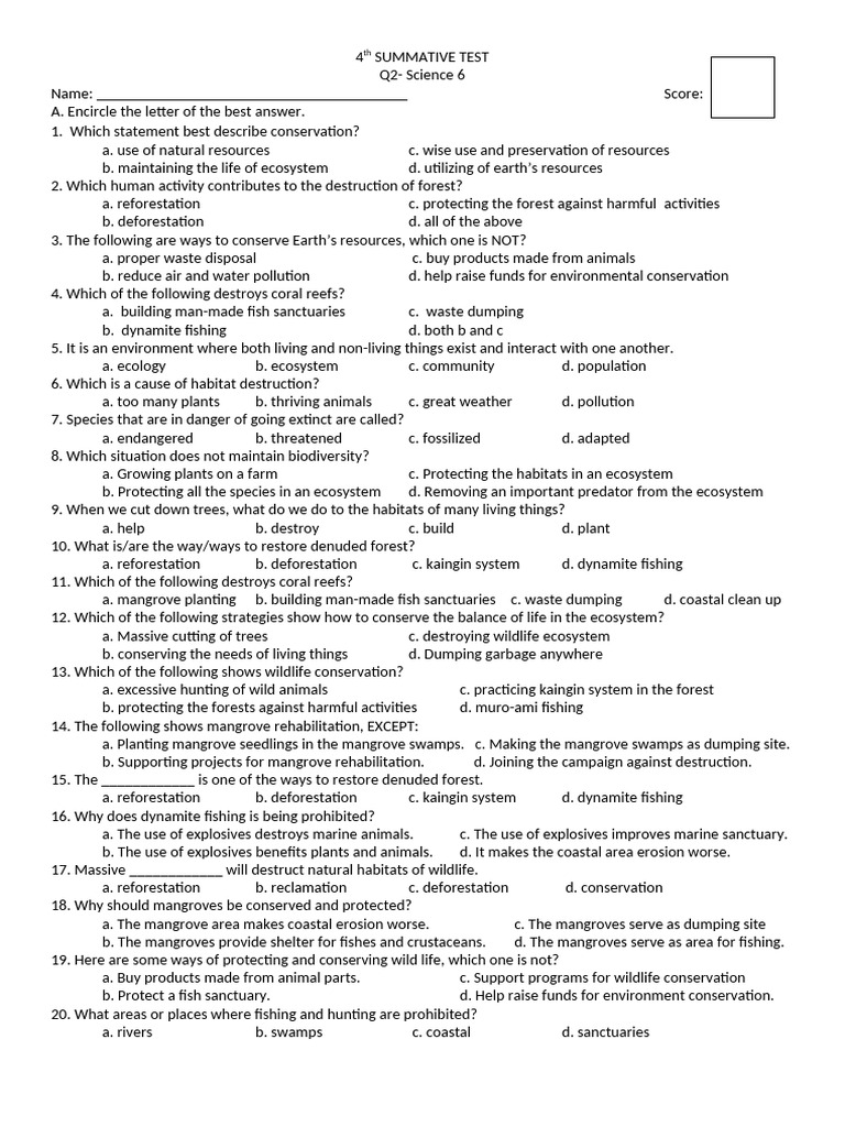 Q2-4th SUMMATIVE TEST | PDF