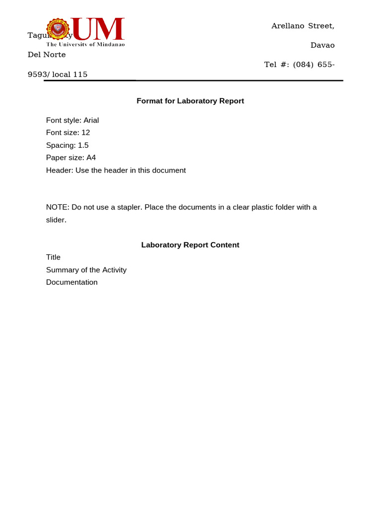 Laboratory Report Format | PDF