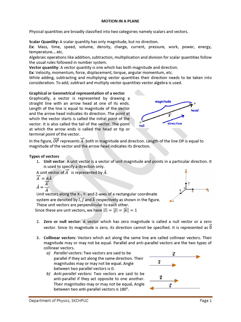 3. Motion in a plane | PDF | Euclidean Vector | Acceleration